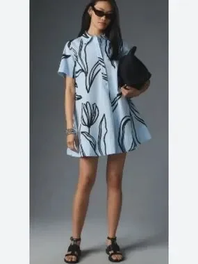 Anthropologie | Dresses | Anthropologie Light Blue Mini Dress With ...